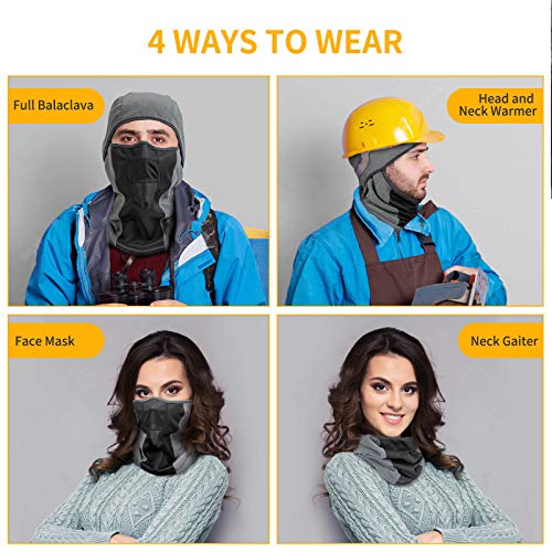 Balaclava for Women Men Winter Ski Face Mask Breathable Windproof Thermal for Motorcycle Riding Cycling in Cold Weather Gray