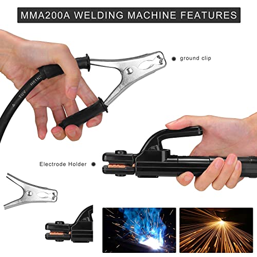DEKOPRO 200Amp MMA Welder, 110/220V Stick Welder Dual Voltage ARC Welders Portable Welding Machine Electrode Holder,Work Clamp, Input Power Adapter Cable and Brush