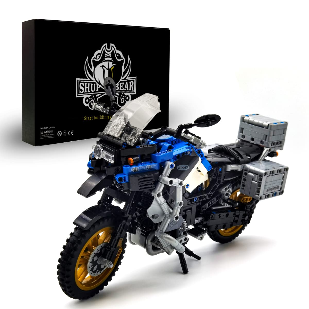 ShupBear Creator Expert Blue Super Adventure Motorcycle Set,Adult Car Model,Building Blocks 948 PCS