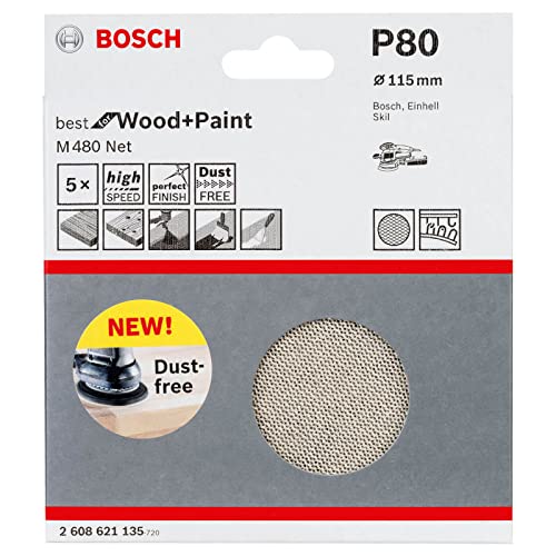 Bosch Professional set of 50 sanding sheets M480 Best for Wood and Paint (Wood and paint, Ø 150 mm, grit G100, Accessories for random orbit sander)
