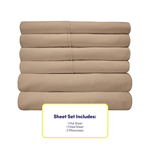 Twin XL Size Bed Sheets - 4 Piece 1500 Supreme Collection Fine Brushed Microfiber Deep Pocket Twin X-Large Sheet Set Bedding - 1 EXTRA PILLOW CASES, GREAT VALUE, Twin XL, Taupe