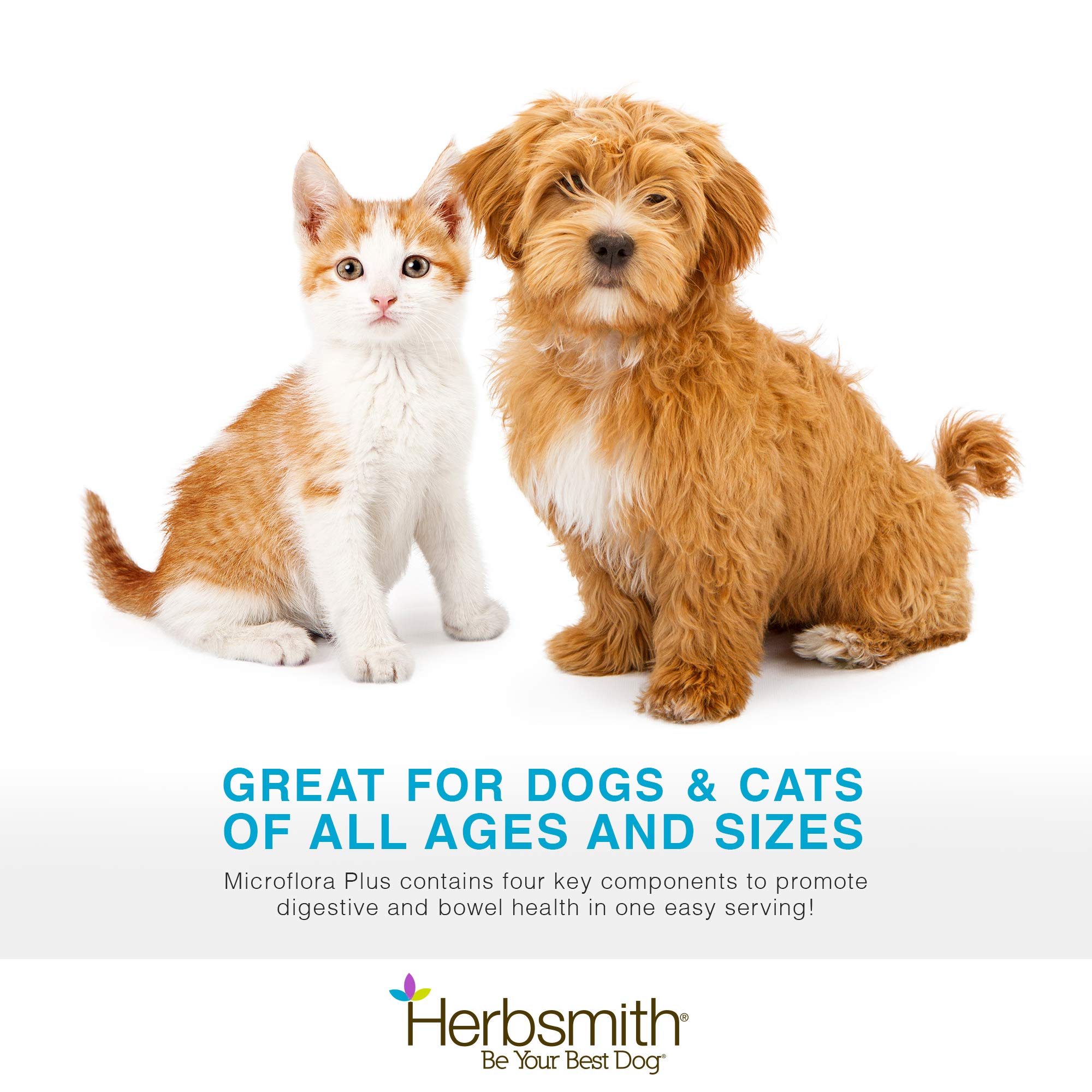 Herbsmith Microflora Plus – 4-in-1 Complete Cat Digestive Aid – Cat Prebiotics and Probiotics – Cat Probiotics for Diarrhea - 30 Capsules