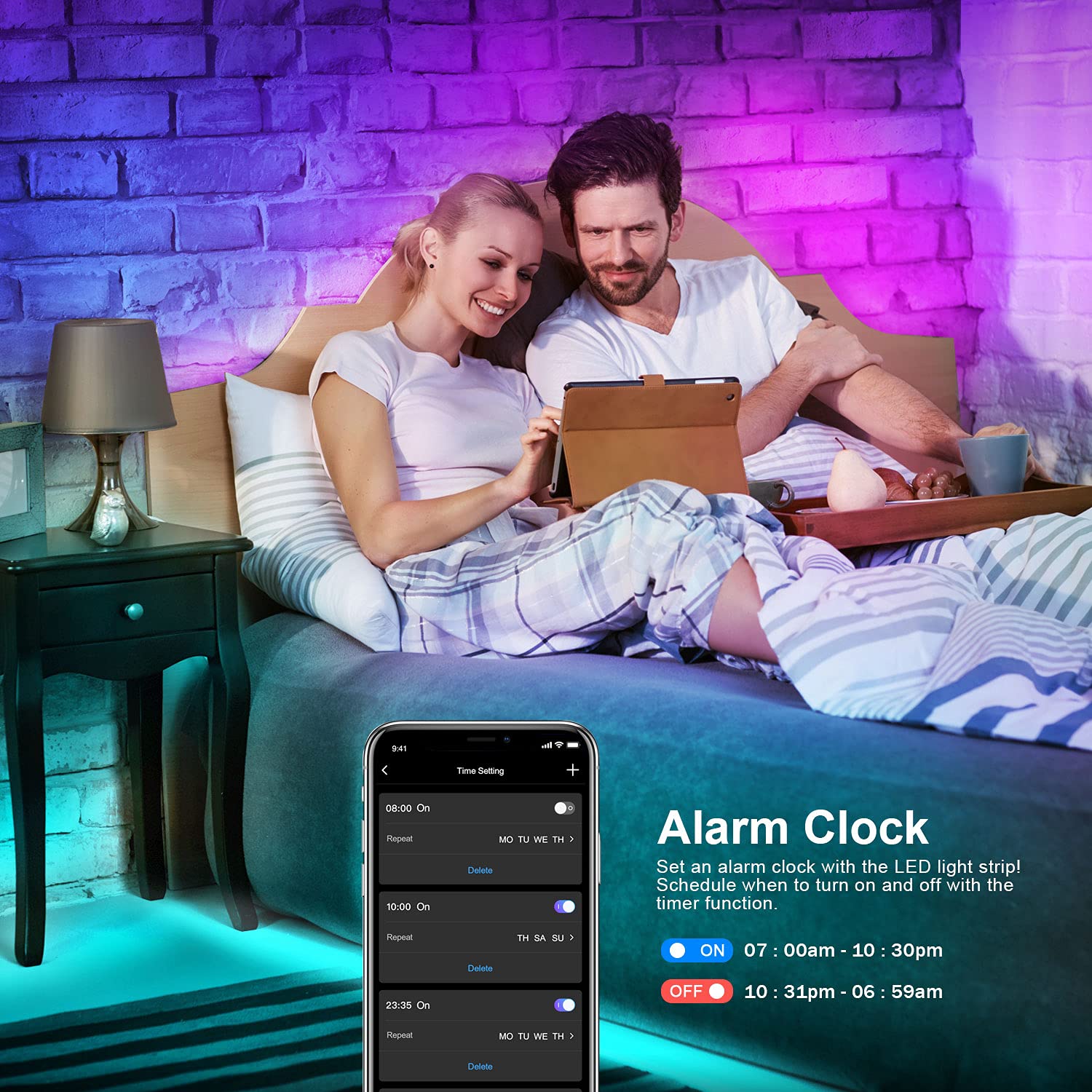Nexillumi 50Ft LED Strip Lights Phone App Control with IR Remote Built-in Mic Music Sync LED Lights for Bedroom, Dorm Room, Home Decoration (50Ft APP+ Remote+ Mic Control)