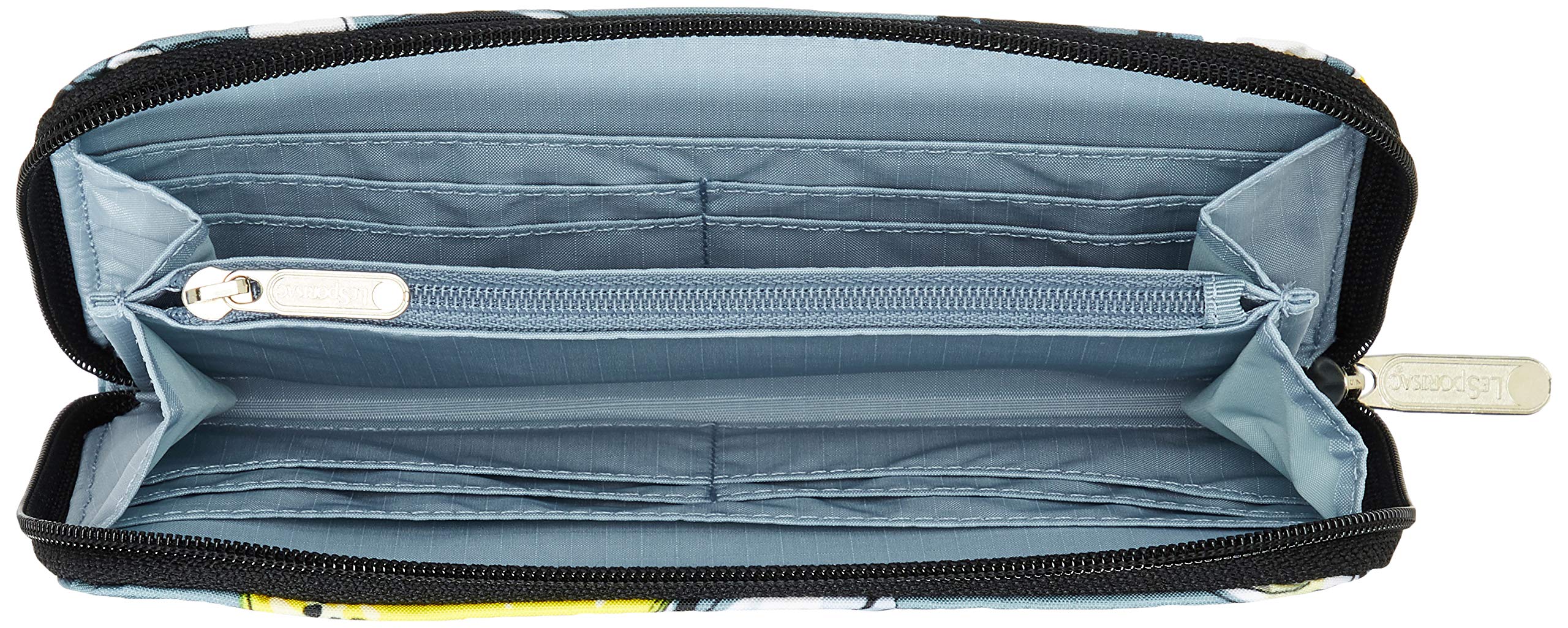 LeSportsac Limone Lily Wallet, Style 6506/Color F177, Slate Blue Floral, Bright Juicy Limones (lemons)