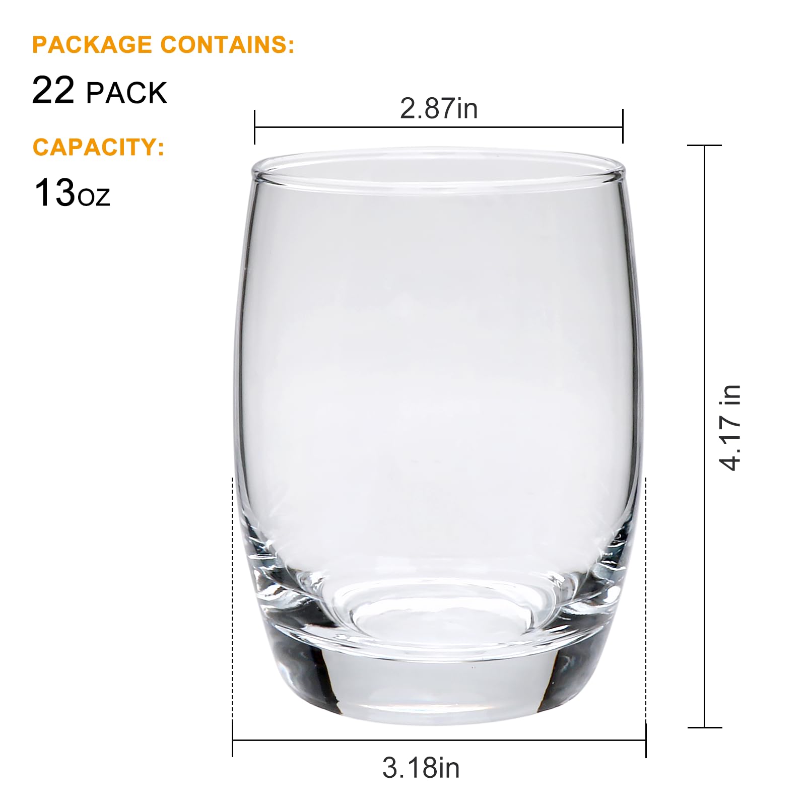 Cadamada Stemless Wine Glasses,13oz Wine Glasses for Red or White Wine, Juice, Milkshakes, Ice cream, High-end Banquet, Party, Bar, Wedding, Gift (22 pcs)
