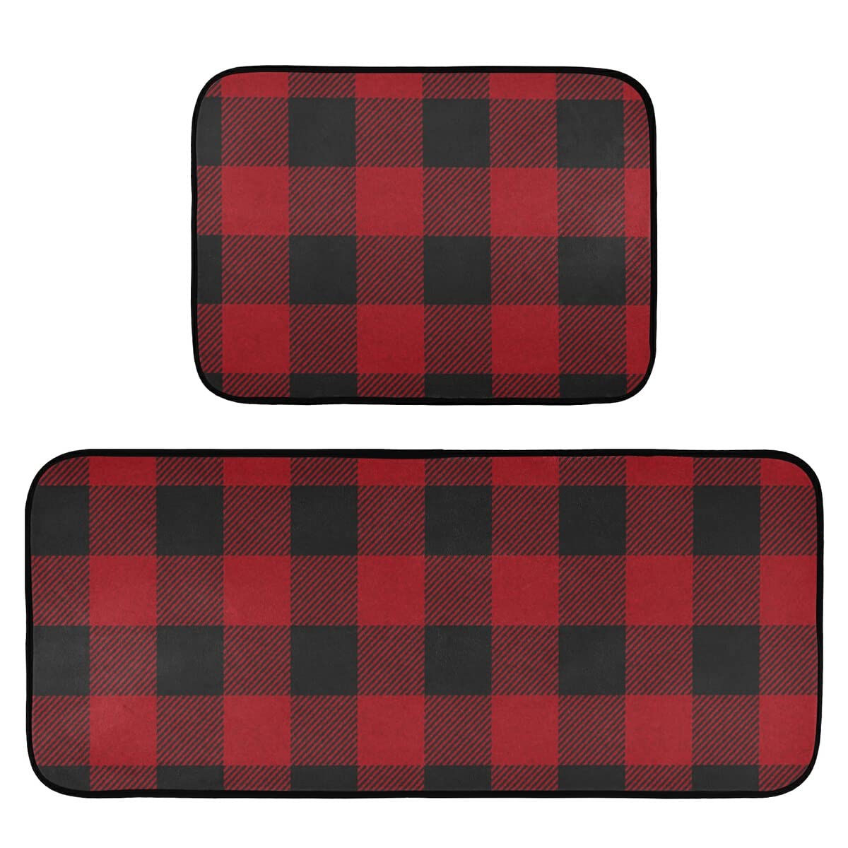 Christmas Kitchen Rugs and Mats,Christmas Kitchen Mat for Kitchen Bathroom Merry Christmas Red Black Buffalo Plaid