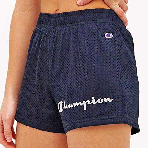 Champion Girls Heritage Foldover Mesh Running Basketball Short 2.75 Inch Inseam (Medium,Varsity Black-Mesh)