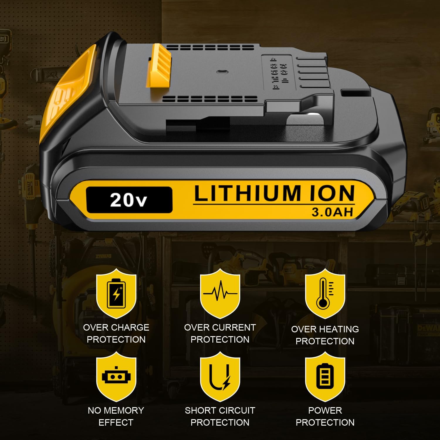 Simple Plus+ 2Packs 20V 3.0Ah Replacement Battery for Dewalt 20V Compatible with Dewalt DCB200 DCD DCF DCG Series Cordless Power Tools