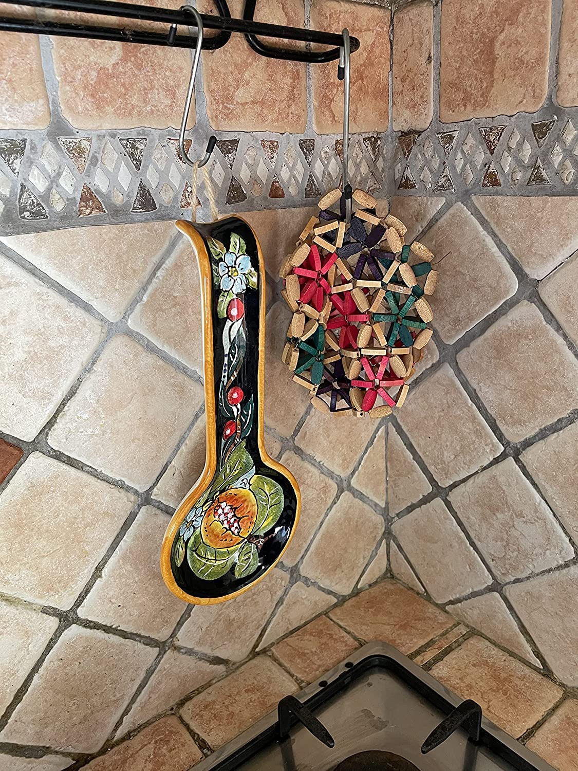 CERAMICHE D'ARTE PARRINI - Italian Ceramic Spoon Rest Holder Decorated Pomegranates Pottery Art Hand Painted Made in ITALY Tuscan