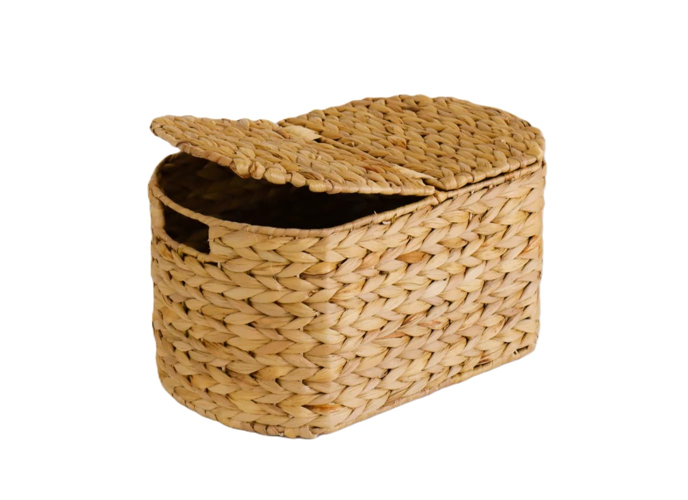 Eden Grace Handmade Oval Woven Wicker Basket with Lid - Stylish Storage Solutions for Home Organization Small
