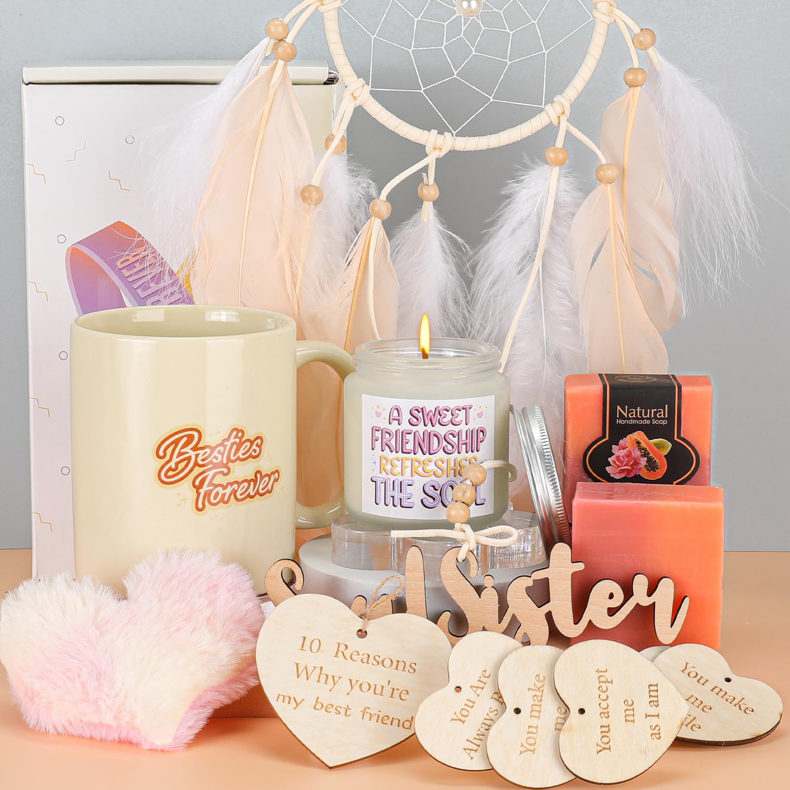 Best Friends Gifts for Women,Friendship Gifts for Women,Best Friend Birthday Gifts,Valentines Day Gifts for Best Friend BFF Birthday Gifts for Friends Besties Forever Gifts Set for Soul Sister, Bestie