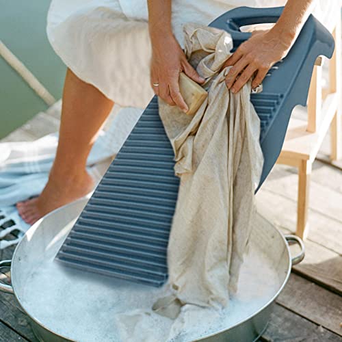 ERZU Large Washboard, Hand Wash Board, Washboard for Laundry Large, High Toughness Laundry Board Household, 17.7x7.8in (Dark Blue)