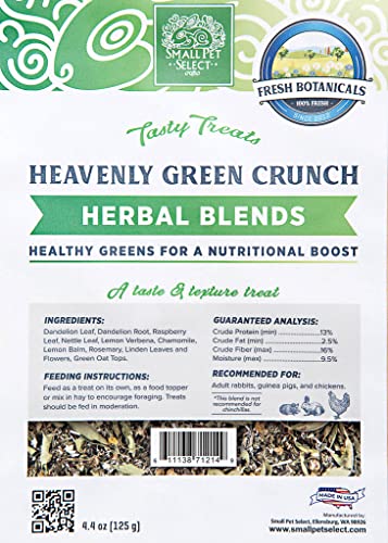 Small Pet Select - Heavenly Green Crunch Herbal Blend, a Natural Herbal Treat for Rabbits and Guinea Pigs, 4.4oz