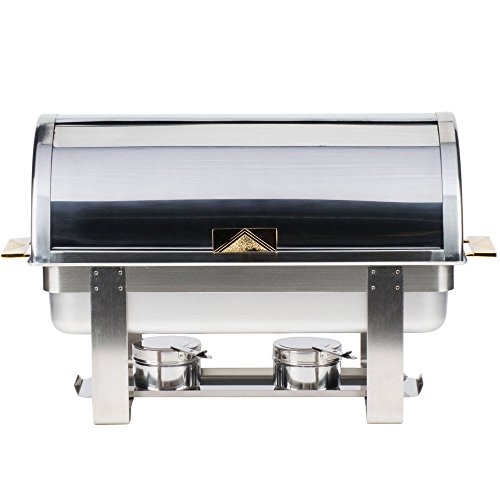Roll Top Deluxe Full Size Rectangle 8 Qt. Stainless Steel Chafing Dishes