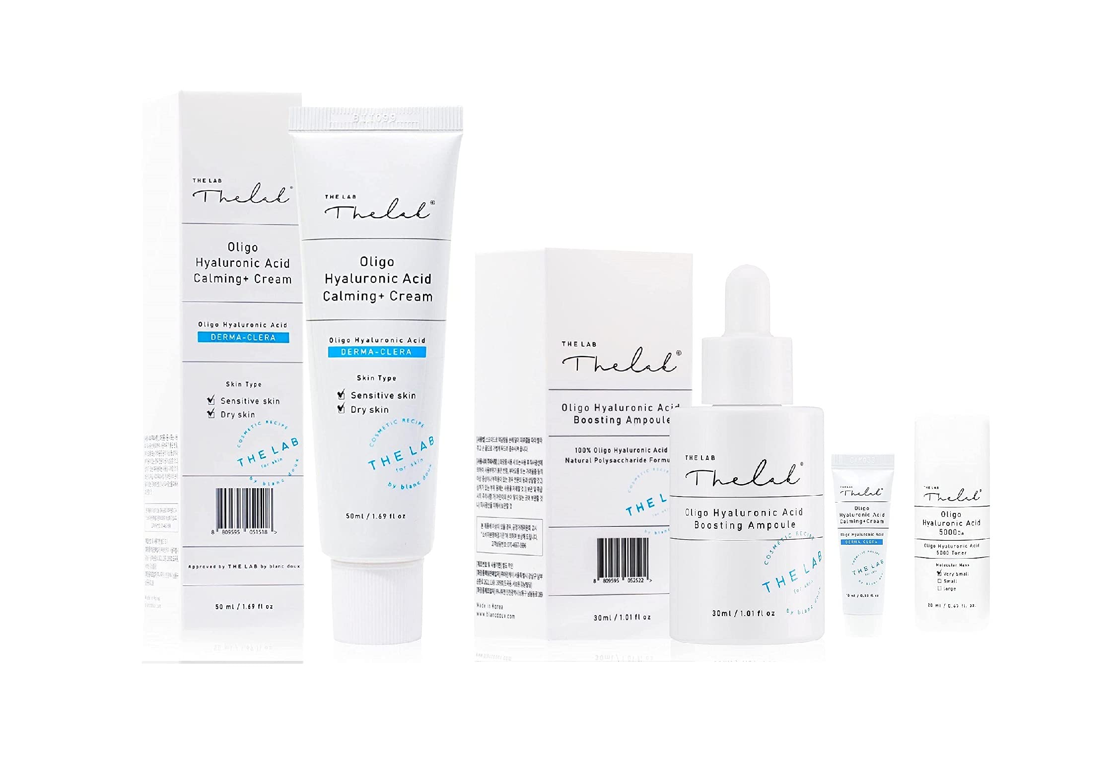 Blanc Doux Oligo Hyaluronic Acid Calming Cream 1.69 fl. oz. - VEGAN Certified + Oligo Hyaluronic Acid Deep Hydrating Essence Ampoule Serum 1.01 fl. oz. VEGAN Certified Deeply Hydrating Moisturizer