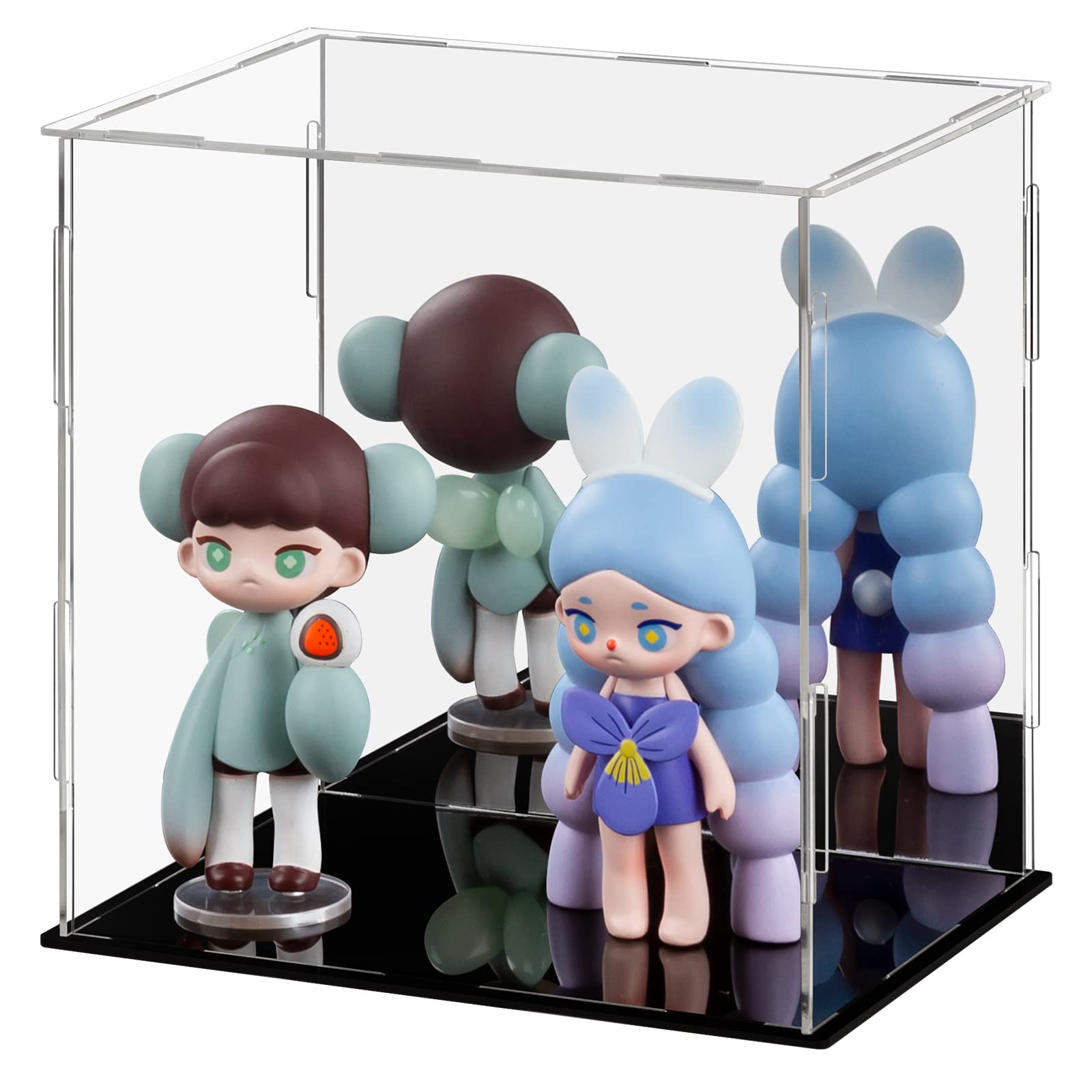 LileZbox Acrylic Display Case,Versatile Collectibles Display Showcase for Action Figures Toys,1 Pack (Black, 13.7x9.8x5.9 Inch)