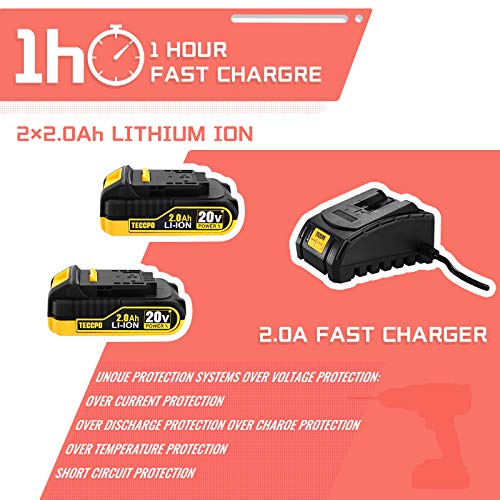 Cordless Drill Set, 20V Brushless Drill Driver, 2x 2.0Ah Li-ion Batteries, 530 In-lbs Torque, 1/2β All-metal Chuck, 21+1 Torque Settings, 0-1500RPM Variable Speed, 33pcs Accessories with Case