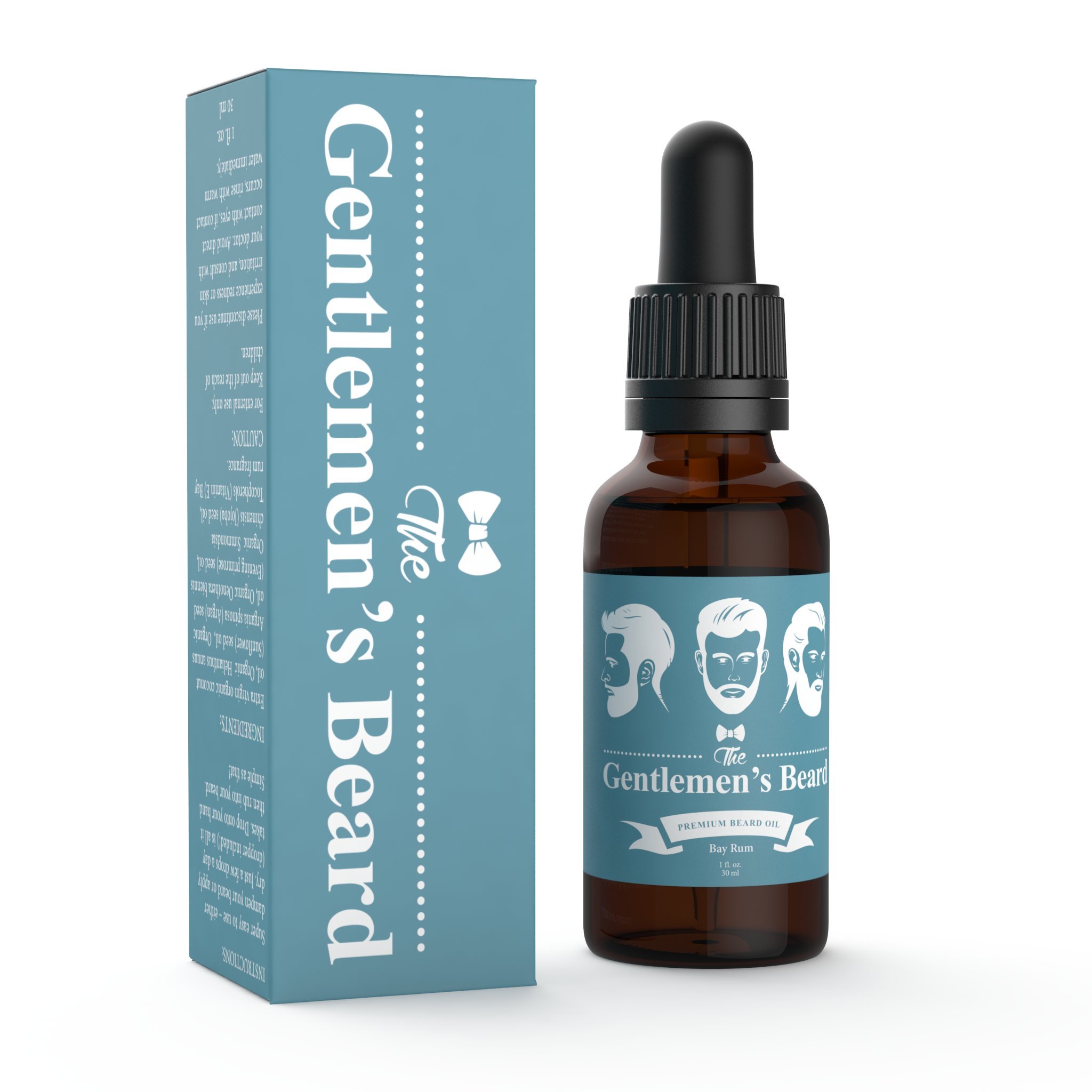 The Gentlemen's Beard Premium Bay Rum Beard Oil - Conditioner Softener - All Natural - Softens, Strengthens and Promotes Beard & Mustache Growth - Leave In Conditioner Moisturizes Skin
