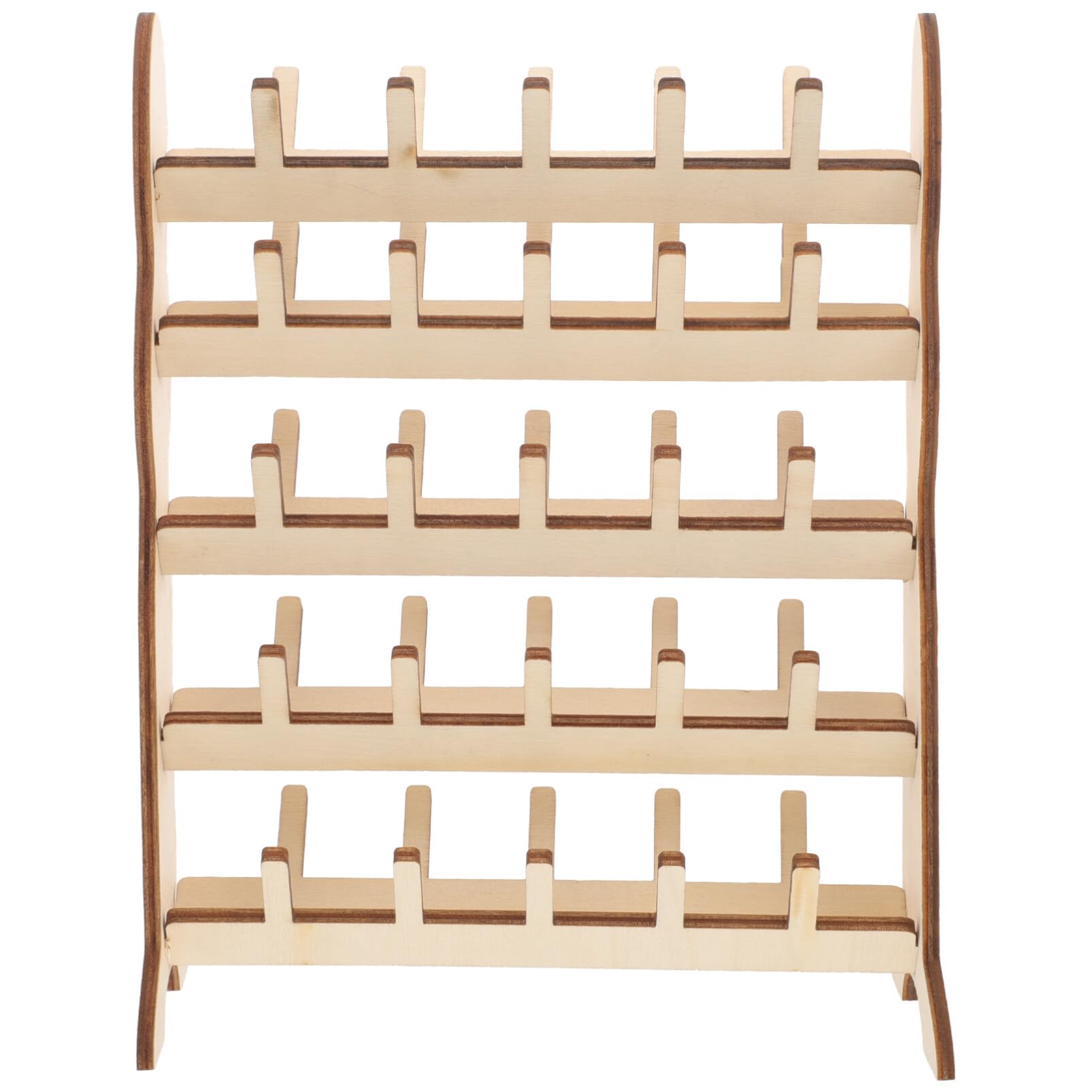 EXCEART Spools Wooden Thread Rack Thread Holder Organizer Wall-Mounted with Hanging Hooks for Embroidery Quilting and Sewing Threads
