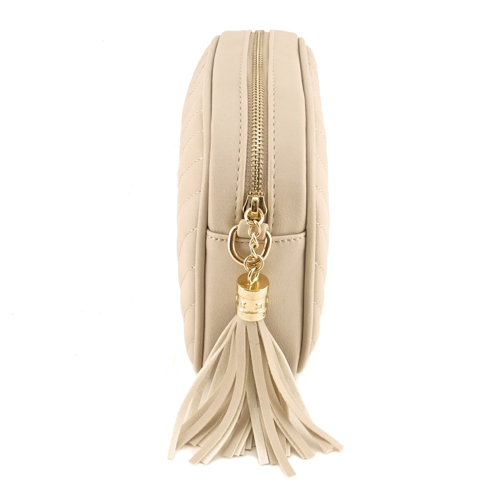 Simple Shoulder Crossbody Bag With Metal Chain Strap And Tassel Top Zipper (Dusty Navy)