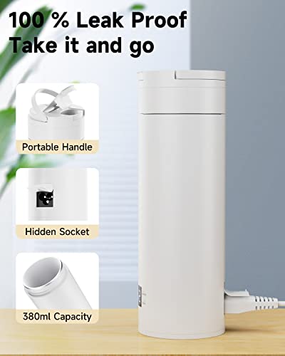 Travel Kettle, Portable Electric Kettle Small Kettle Boiler for Travel and Work, 304 Stainless Steel,BPA Free, 4 Temperature Adjustable with LED Display,Auto Shut-Off and Boil Dry Protection with Keep Warm Function,380ml Mini Kettle.