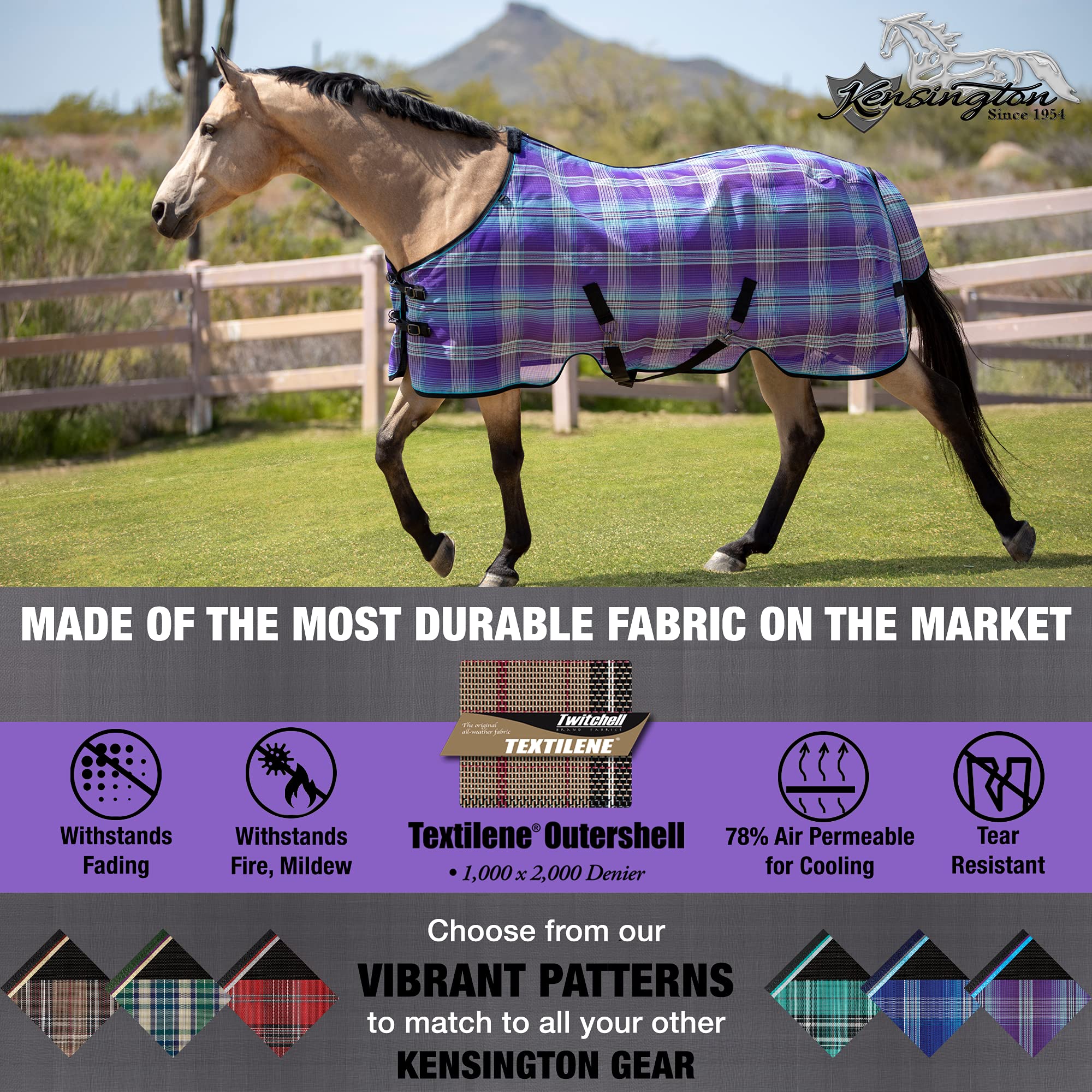 Kensington Breathable and UV Protective Sheet SureFit All Season Protection for Horse - 81", Lavender Mint