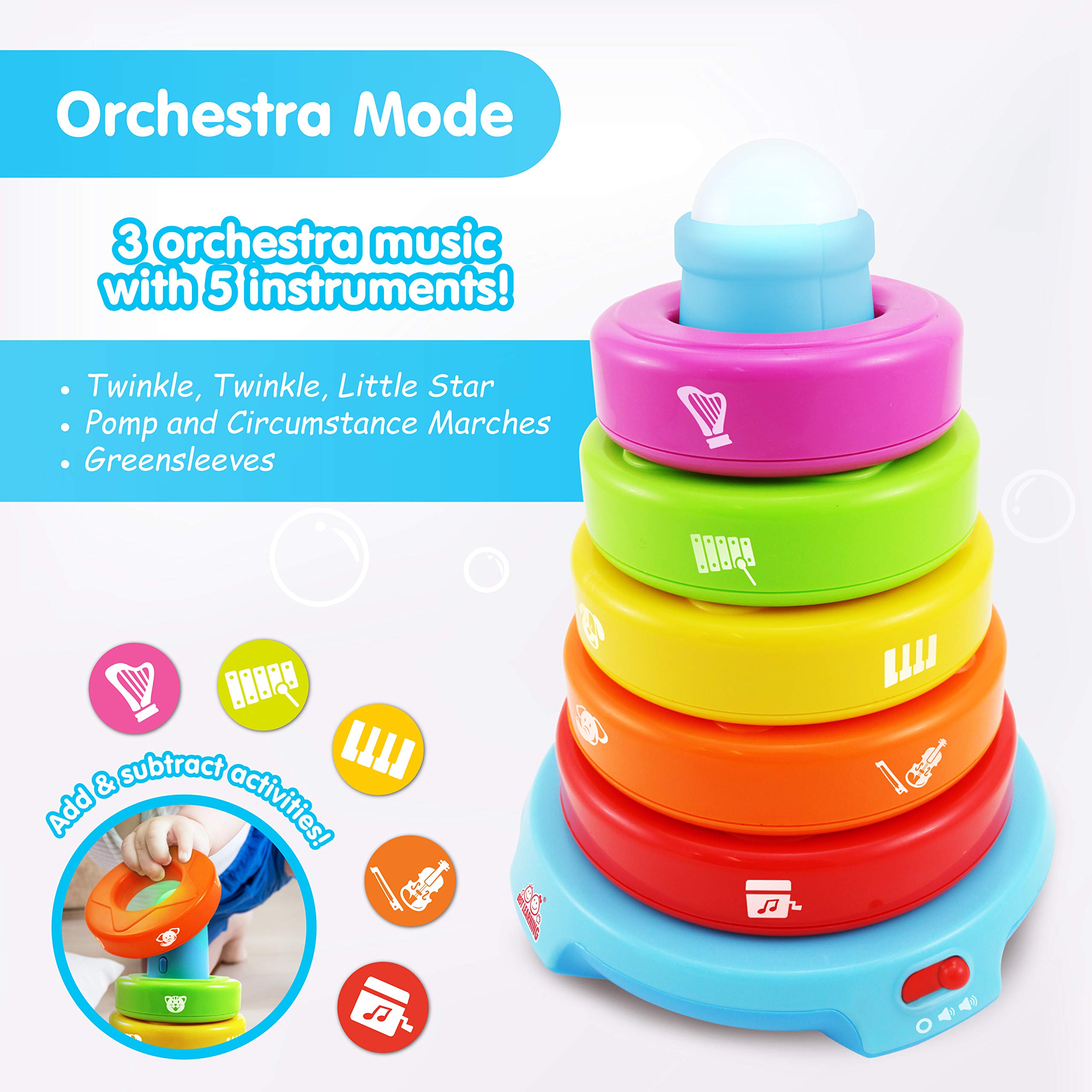 BEST LEARNING Stack & Learn - Developmental Educational Activity Stacking Toy for Infants Babies Toddlers for 6 or 9 Month Old Baby Toys and Up | First 1 Year Boy Girl Gifts for Birthday