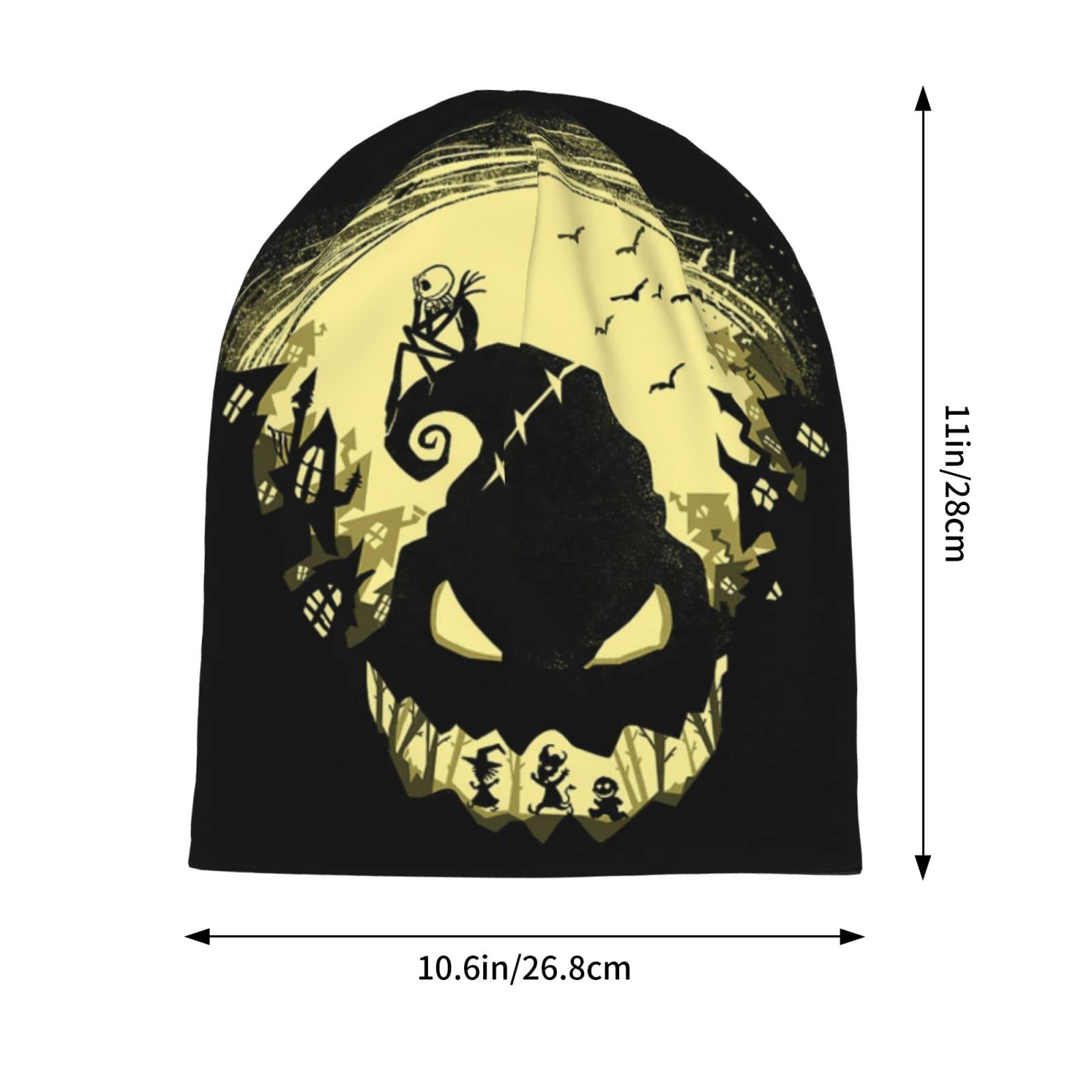 Christmas Jack Knit Hat Winter Outdoor Slouchy Warm Hat Printing Skull Cap for Adult