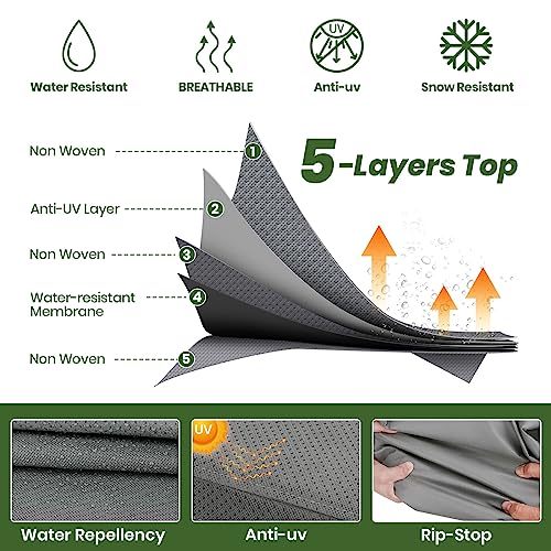 XGear Windproof Upgraded 33' - 35' RV Cover Travel Trailer Cover, Extra-Thick 5 Layers Anti-UV Top, Rip-Stop with 2PCS Extra Straps