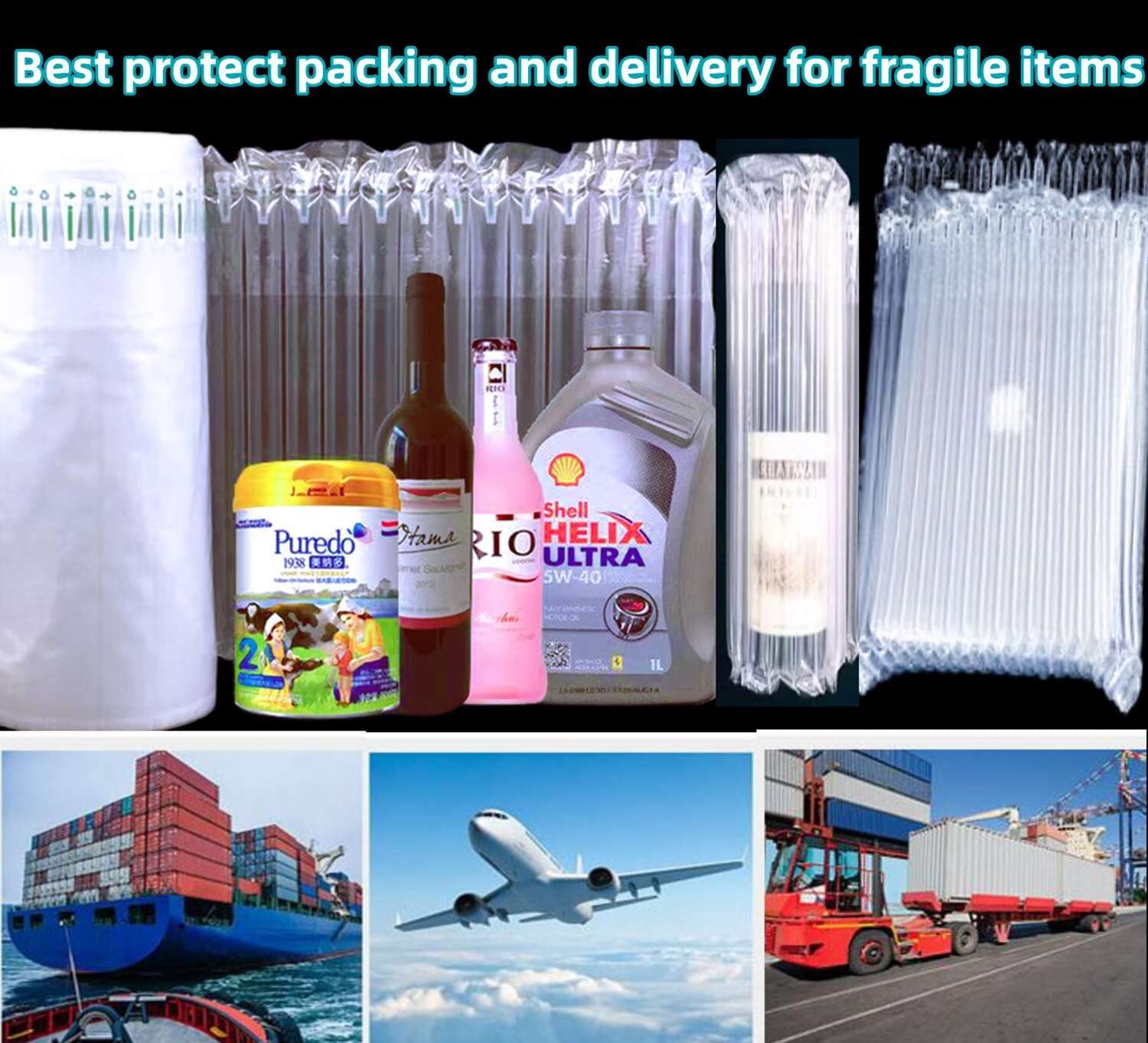 Bubble Cushioning wrap Roll Packing - 15.8inch x 164feet Inflatable Packing Material, Large Bubble Roll Wrap with Free Pump, Large air Pillow for heavy duty Bottle Protector, Shipping Supplies