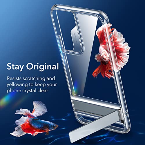 ESR Metal Kickstand Case Compatible with Samsung Galaxy S22 Plus (6.6 Inch) (2022), Versatile Patented Kickstand, Crystal Clear Scratch-Resistant Back Cover, Clear