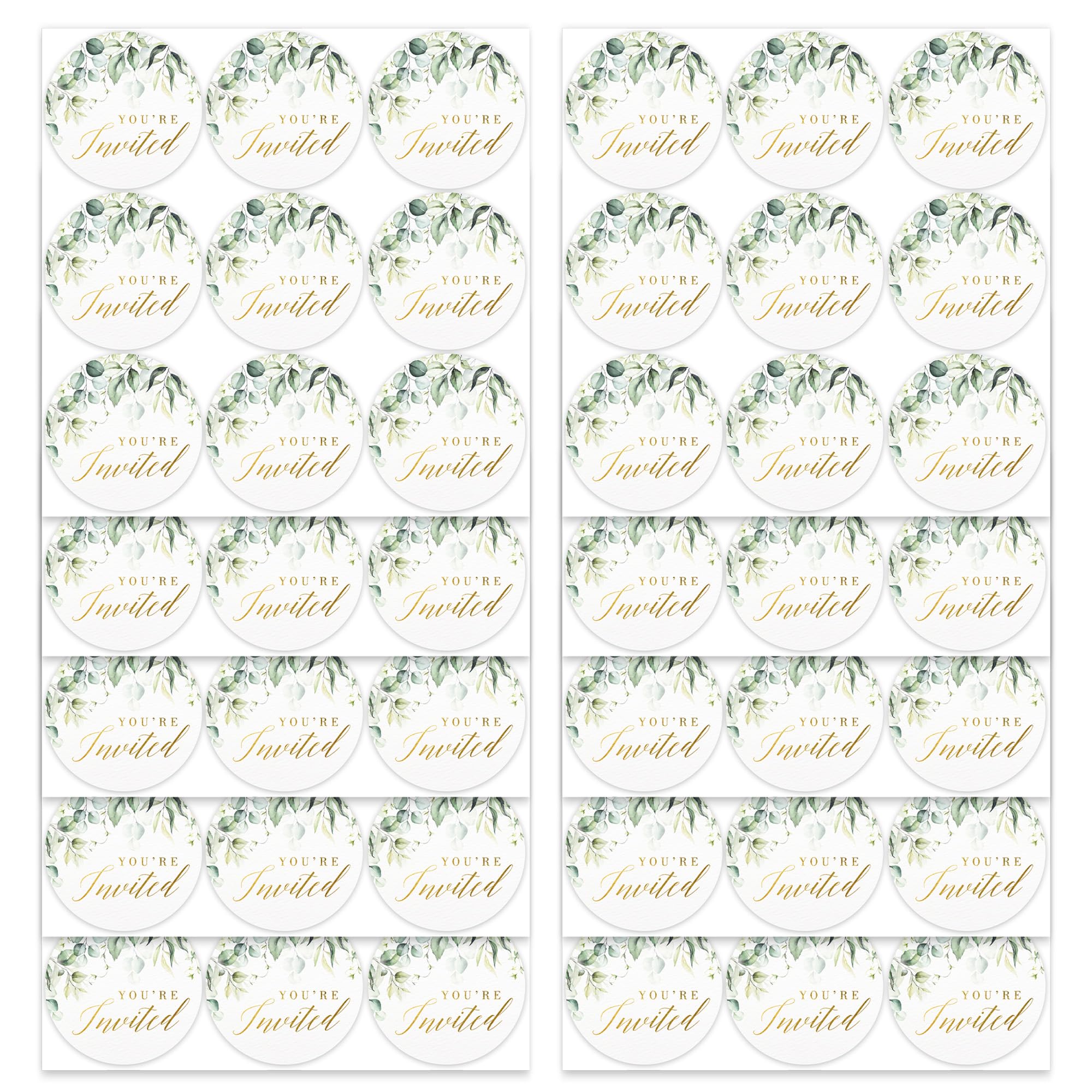 Mobiusea Creation Greenery Wedding Invitation Stickers | 1.4 inch | Gold Foil | 108pcs Waterproof Wedding Envelope Stickers for Wedding, Bridal Shower, Birthday, Baby Shower and Party