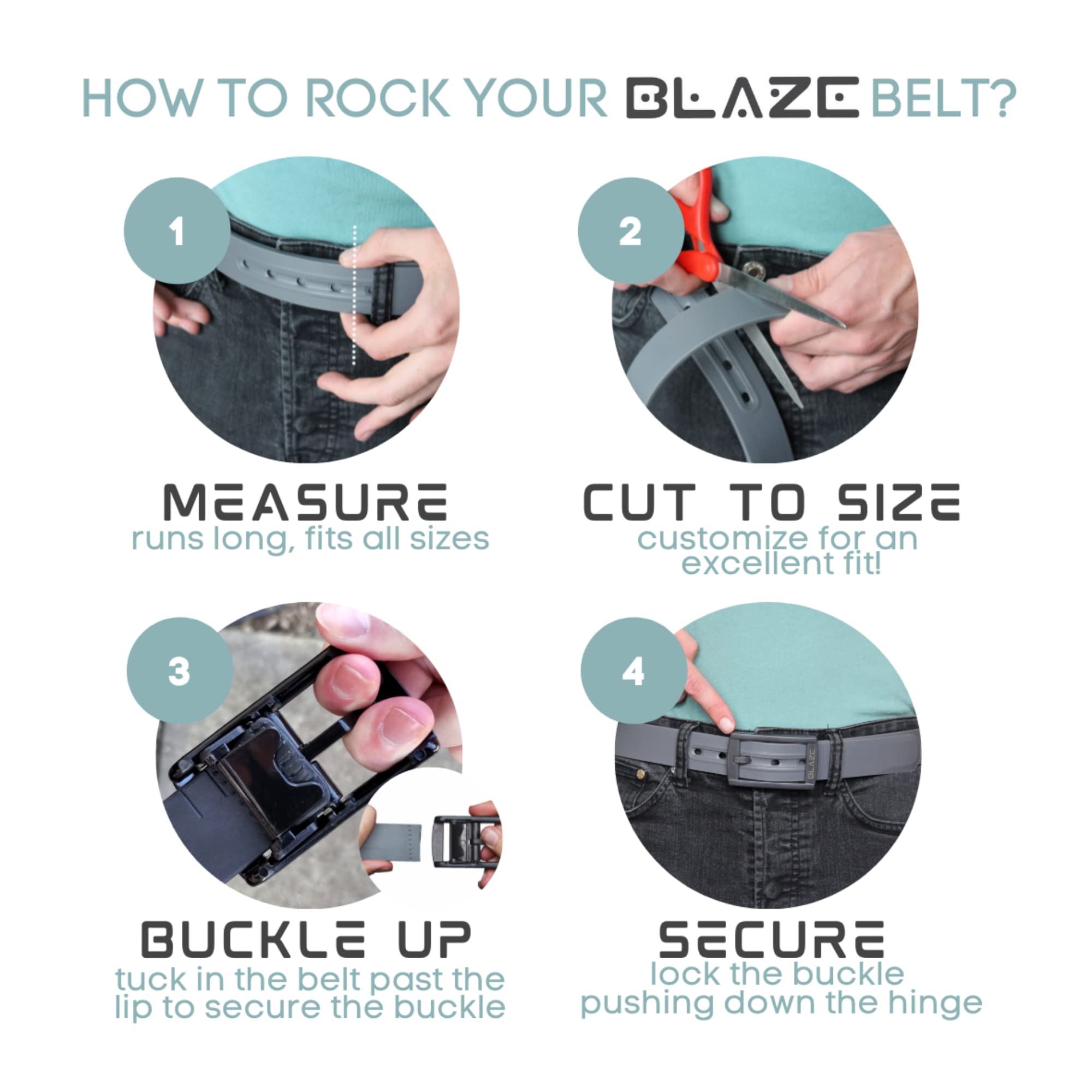 Blaze Belts Silicone Belts 2022 Updated Version for Men and Women - Adjustable Belt for Casual and Fashion Wear (Black)