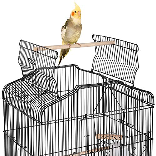 Yaheetech Open Play Top Medium Size Quaker Parrot Bird Cage Cockatiel Indian Ring Neck Sun Parakeet Green Cheek Conures Lovebirds Budgies Canary Finch Parrotlet Portable Bird Cage,Black