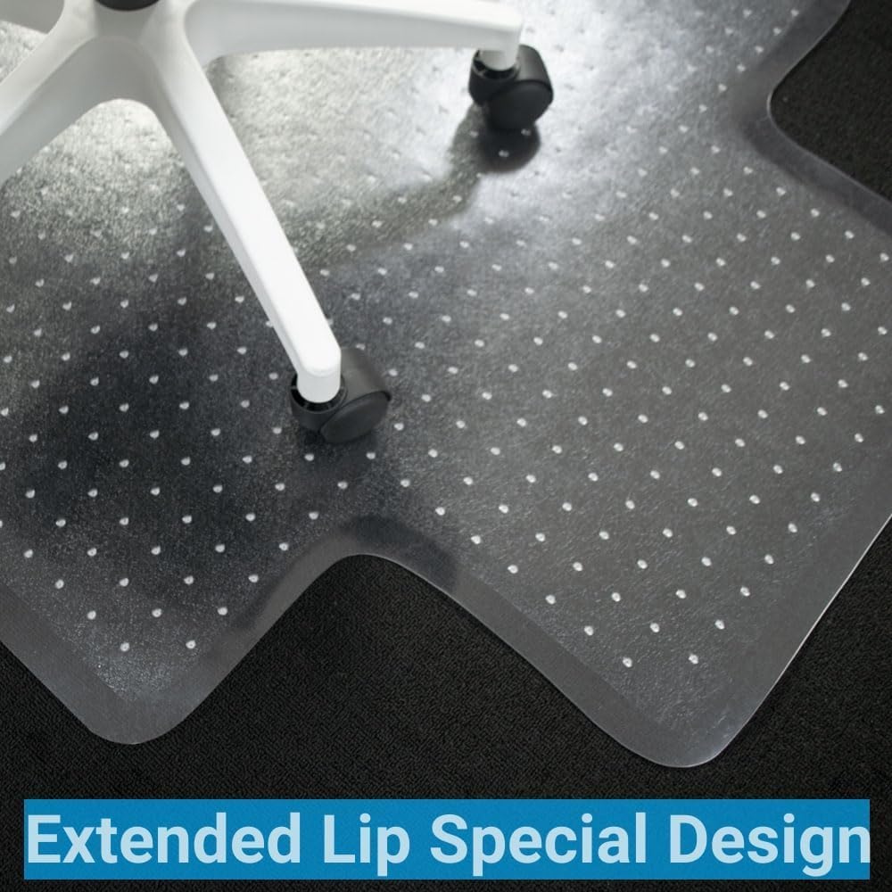 CAICFYIN 36"x 47"x0.11" Office Chair Mat for Carpet,Slip Resistant Heavy Duty Under Desk Protector Carpeted Floors,Easy Glide Rolling Floor Mat for Office Chair with Extended Lip