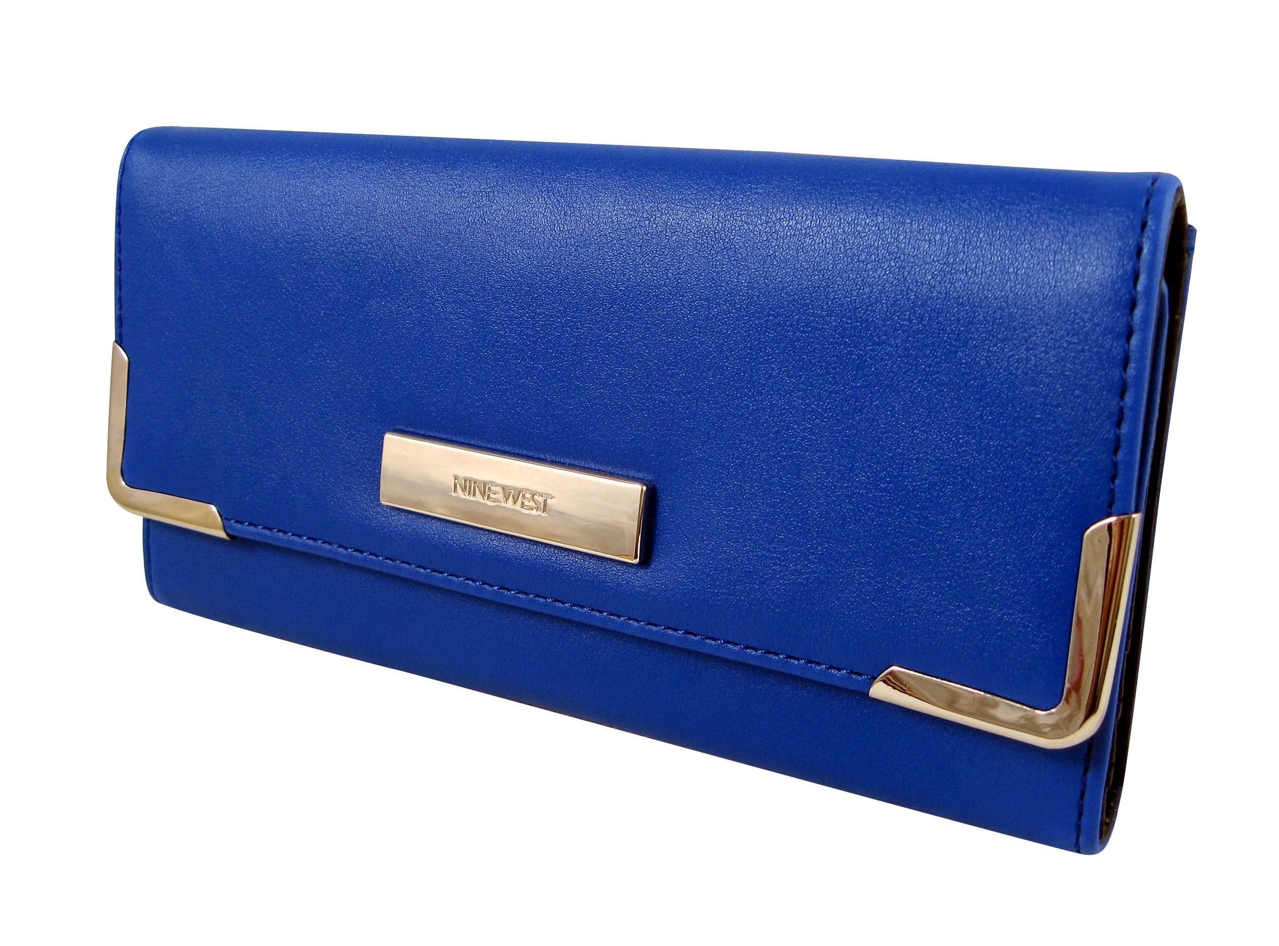 Nine West Women's Around The Clock SLG Checkbook Wallet, Blue Iris