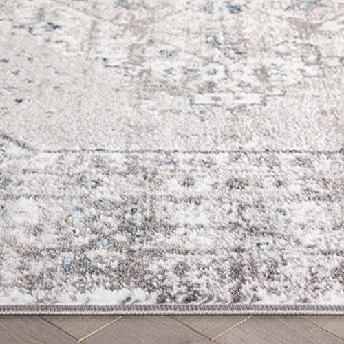 Well Woven Dulcet Trieste Distressed Floral Medallion Pattern Ivory Grey 5'3" X 7'3" Area Rug