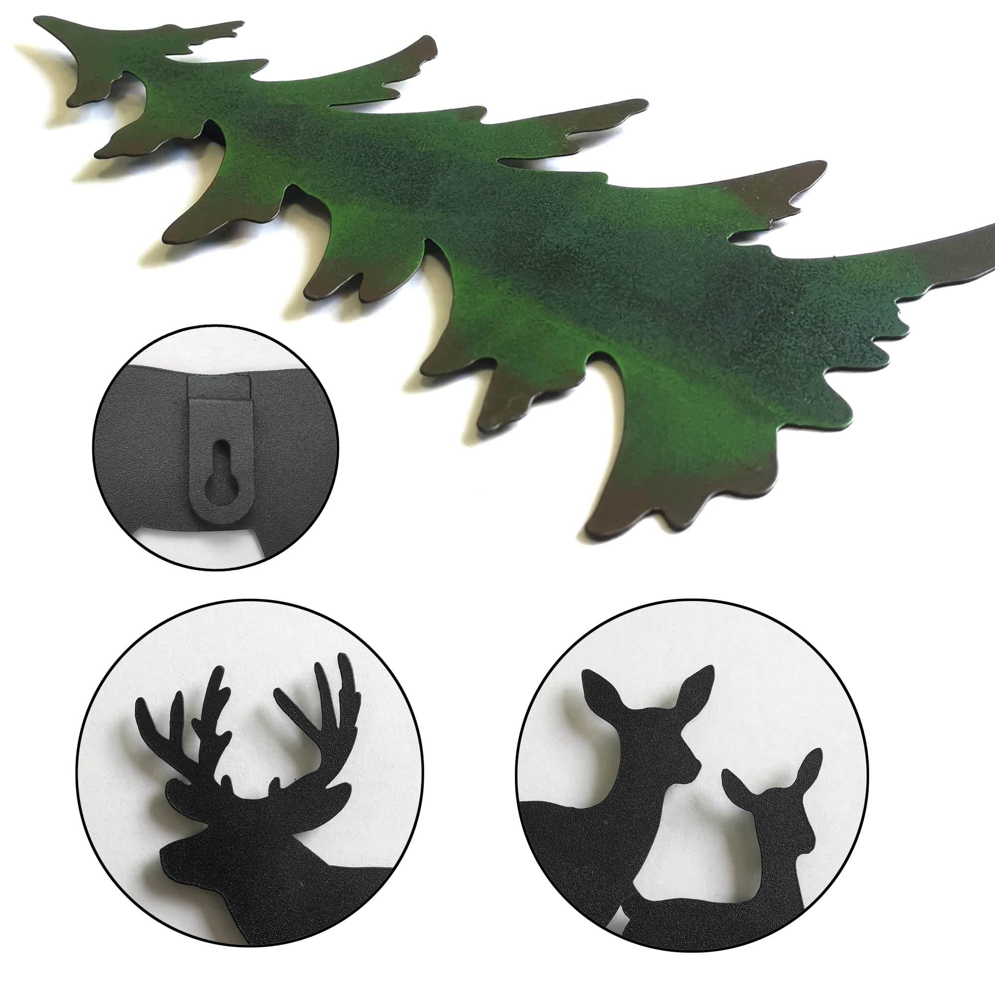 Limygus Metal Wall Art - Deer Pine Wall Decor Hanging Forest Decor Antique Metal Art Metal Wall Decor Home Bedroom Office Outdoor Decorations 5 Pieces