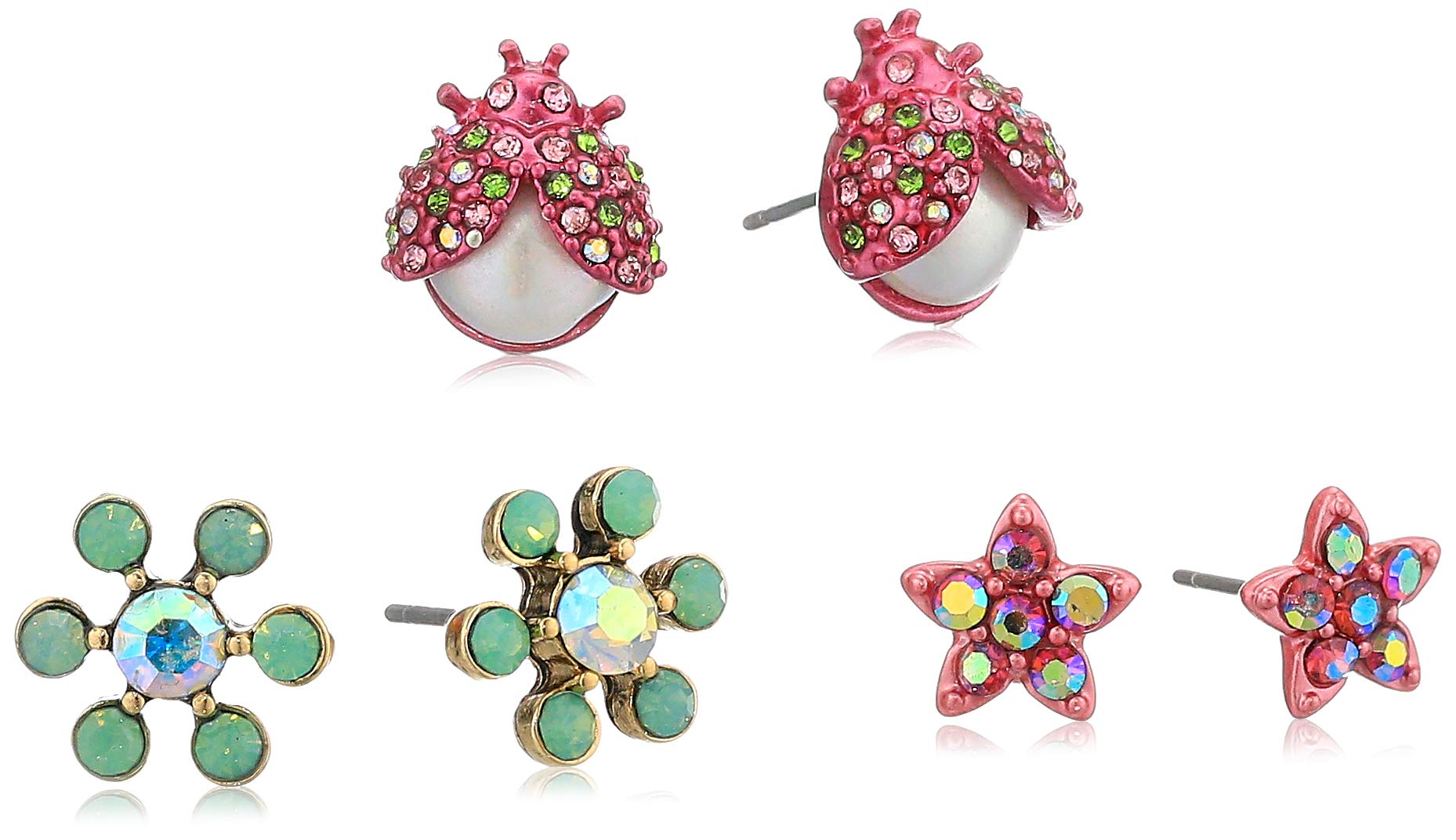 Betsey Johnson Floral Stud Earrings Set