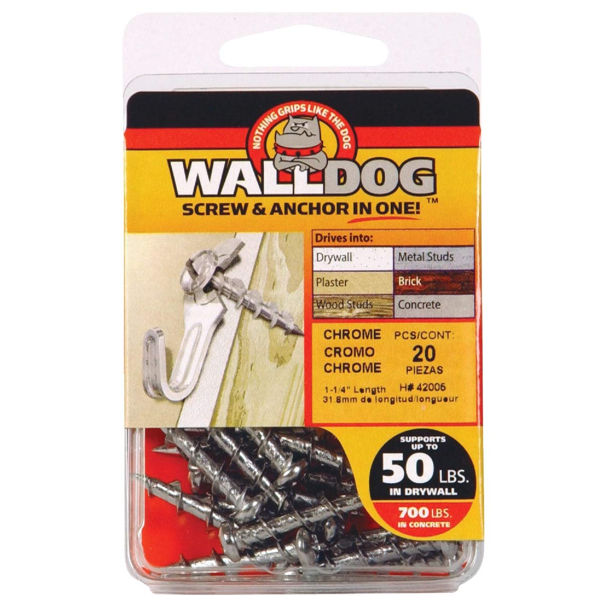 The Hillman Group 42005 3/16-Inch by 1-1/4-Inch WallDog Pan Head Phillip Screw, Chrome