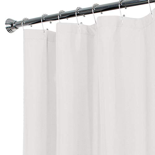 Maytex Water-Repellent Fabric Shower Curtain Liner with Weighted Hem, Soft Microfiber, Quick Drying and Washable Shower Liner, 70" x 72", White