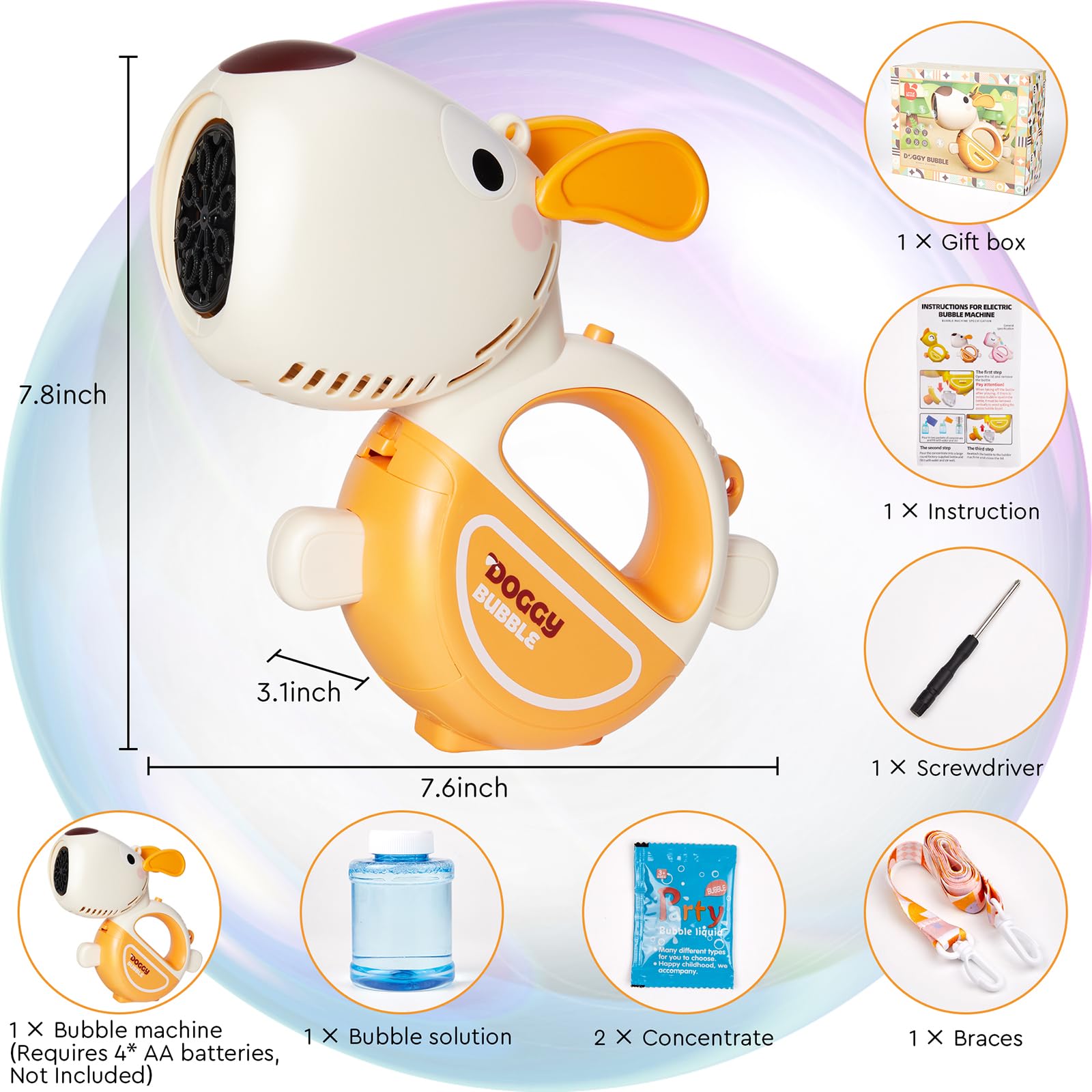Bubble Machine Gun Toys for Toddlers, Bubble Makers for Kids Outside, Bubble Blower Blaster for Party