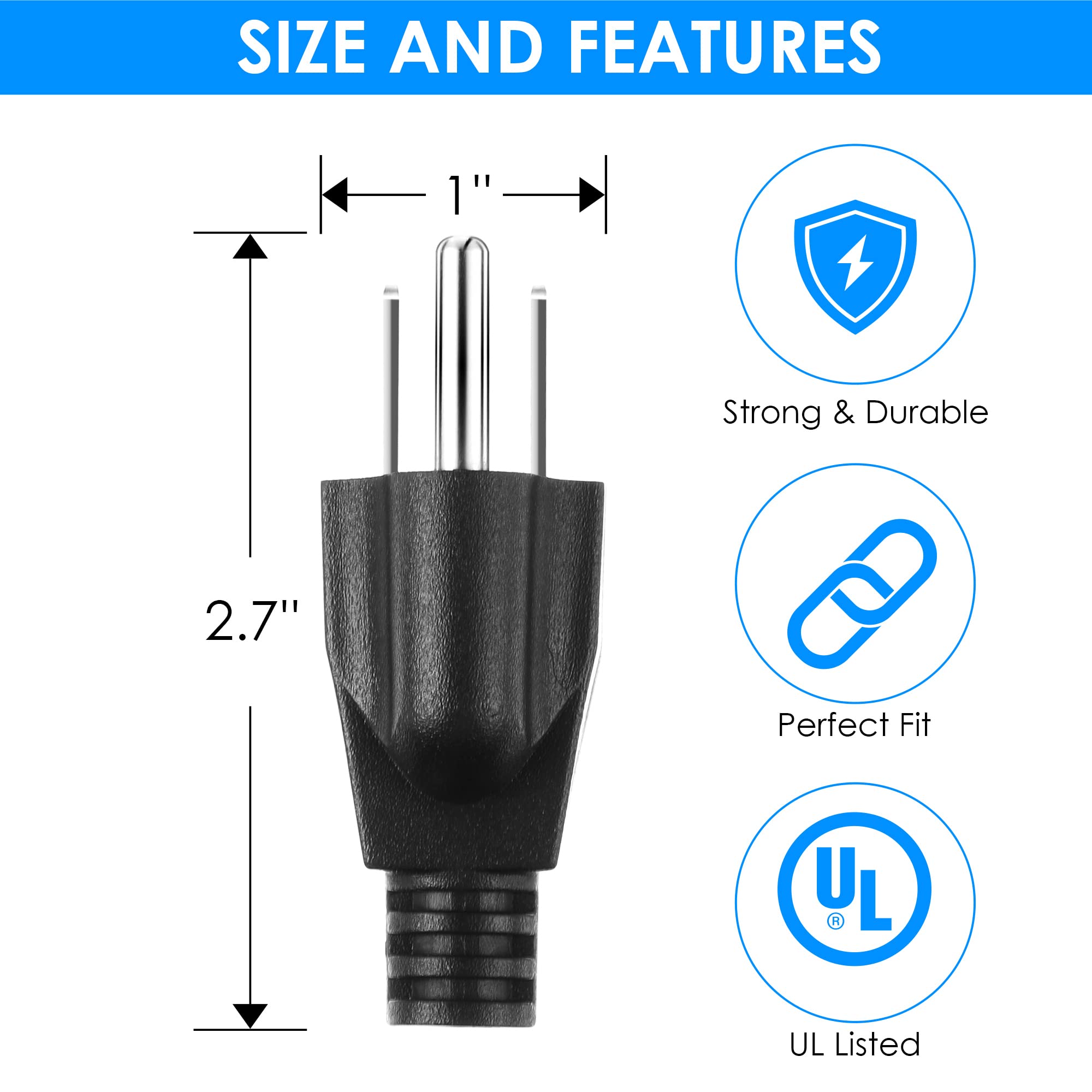 Dreyoo Neutral Ground Bonding Plug for Portable Inverter Generator, Grounding Plug Surge Protector Generator with Floating Neutral on RV, Motorhome, Camper for Open Ground Error(Black, 1 Pack)