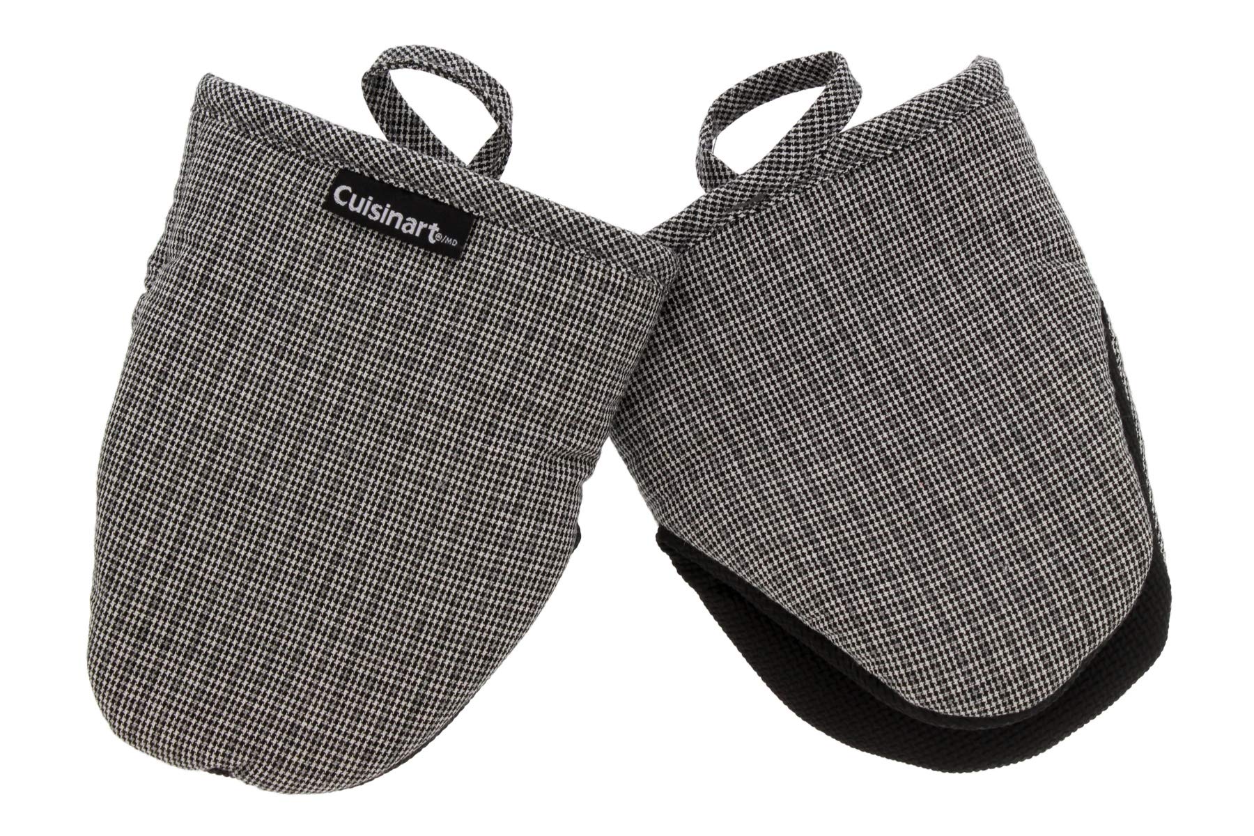 Cuisinart Farmhouse Neoprene Mini Oven Mitts, 2pk - Heat Resistant Pot Holders to Protect Hands with Non-Slip Grip and Hanging Loop - Ideal for Handling Hot Cookware - Micro Houndstooth