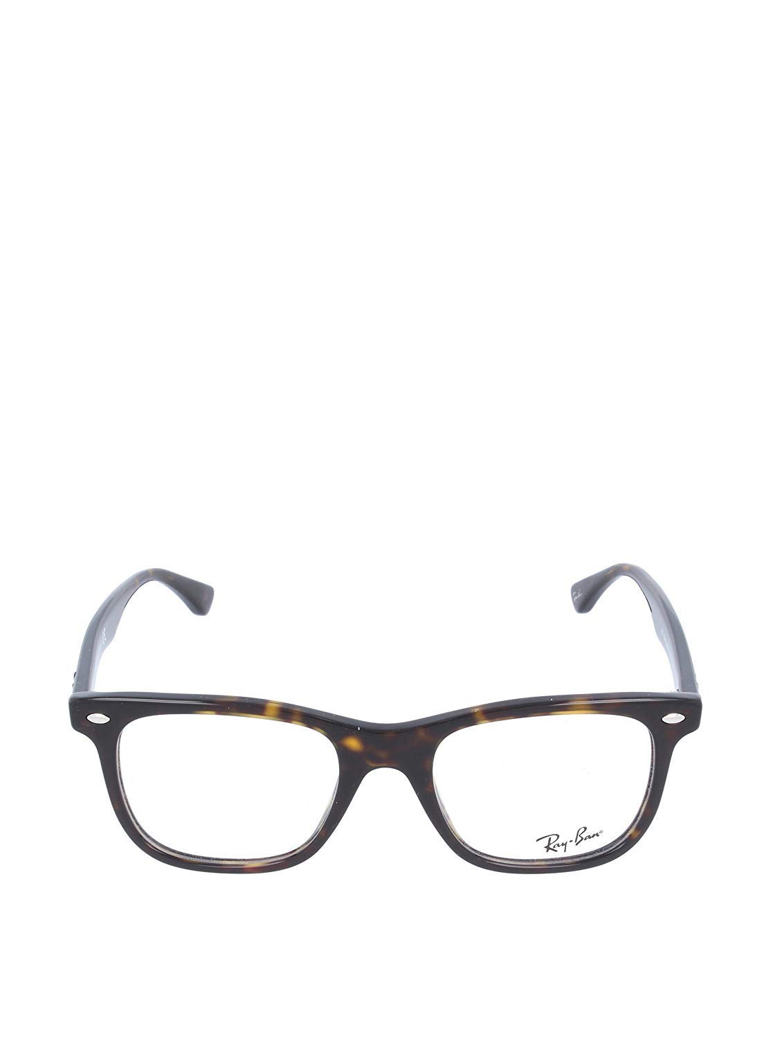 Ray-Ban RX5248 Rectangular Prescription Eyeglass Frames, Dark Havana/Demo Lens, 51 mm