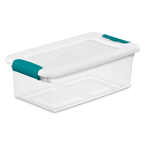 Sterilite 6-Quart Clear and Blue Stackable Latching Storage Box Container (12-Pack)
