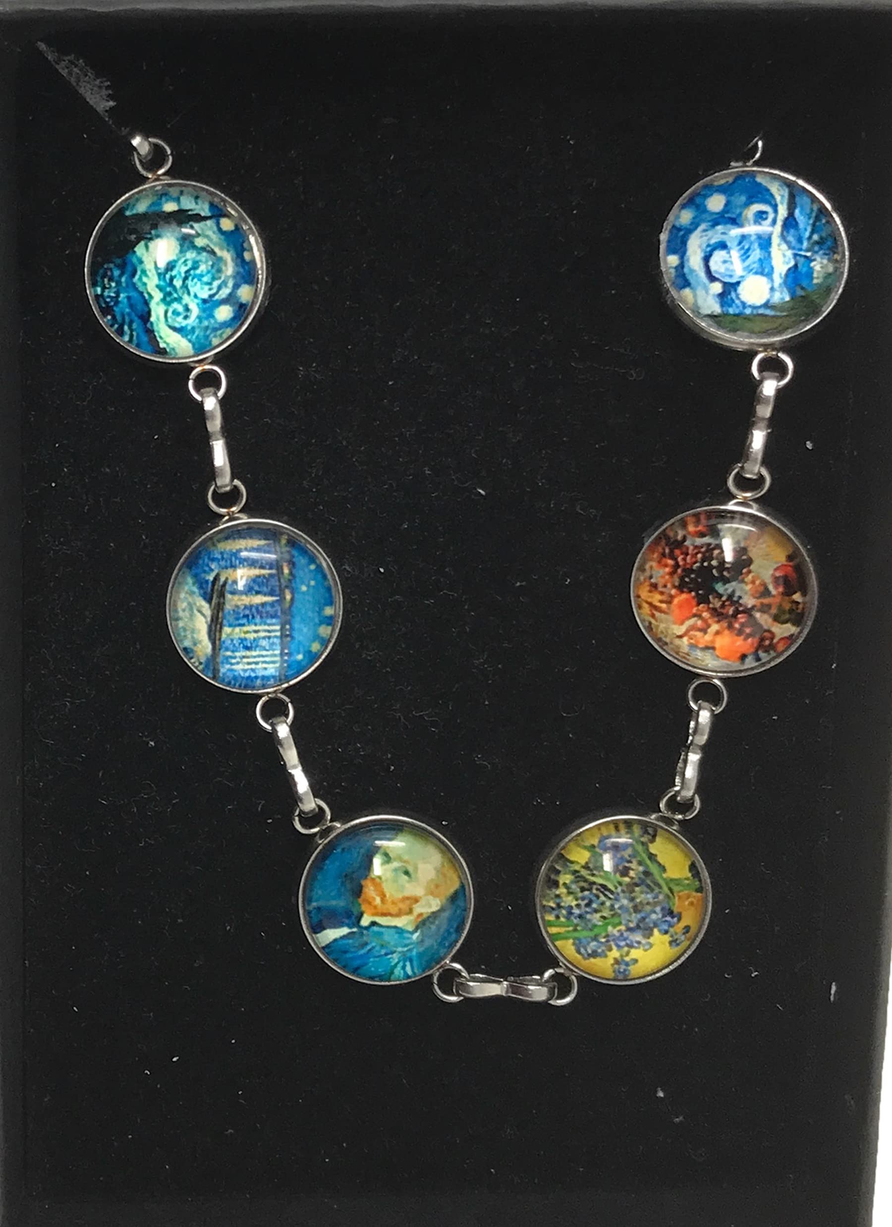Blazing Autumn Van Gogh Art Link Bracelet (The Starry Night) And Jewelry Polishing Cloth