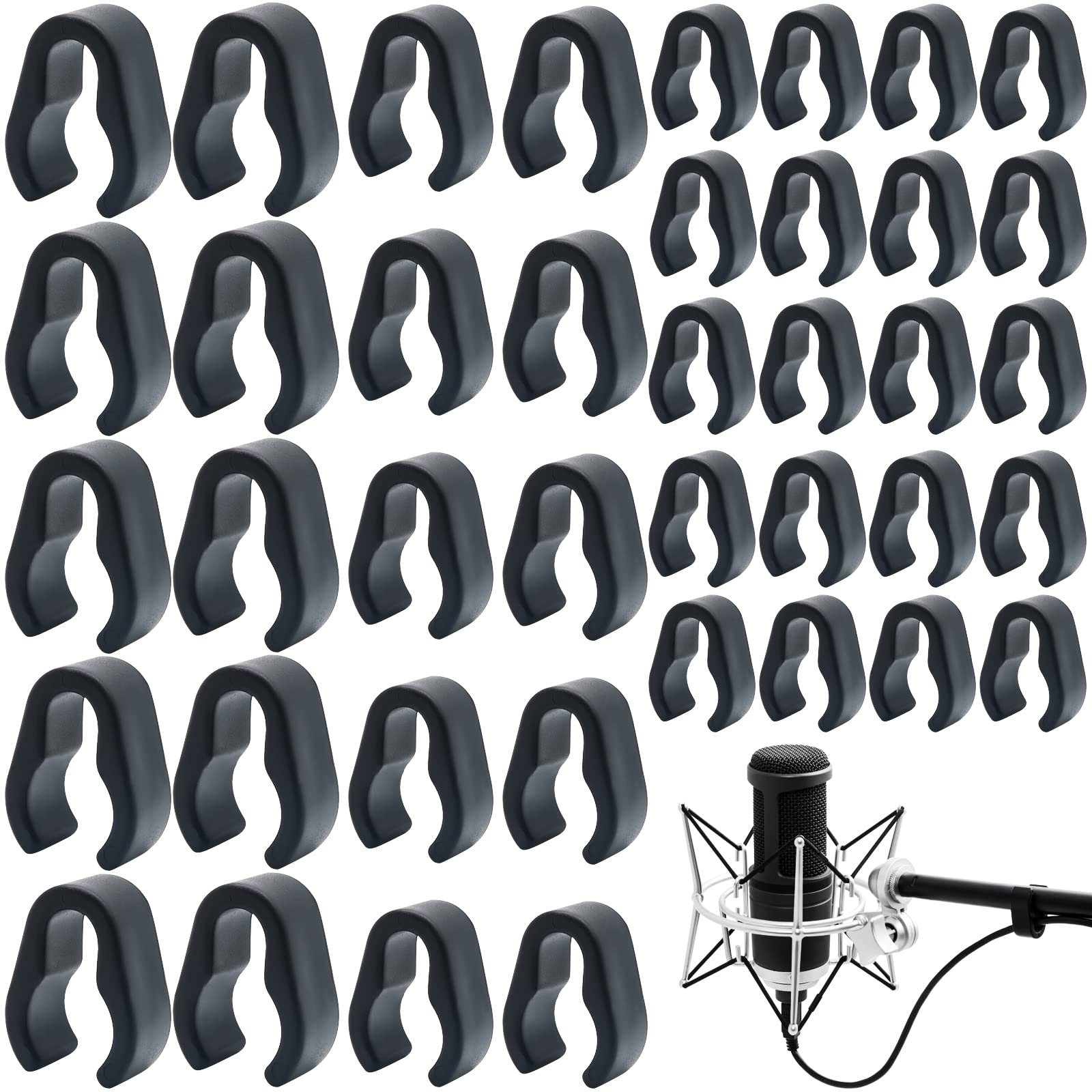 TBoxBo Mic Cable Clips 40 Pack Microphone Boompole Cable Clip Seturable and Flexible ABS Plastic Clips Mic Cable Clips Universal Microphone Boompole Cable Clip Set