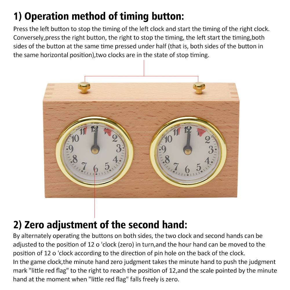 Chess Timer, International Chess Clock, Professional Chess Clock Game Timer, Analogue Clock Chess Timer, I-GO Count Up Count Down Timer, No Battery Needed