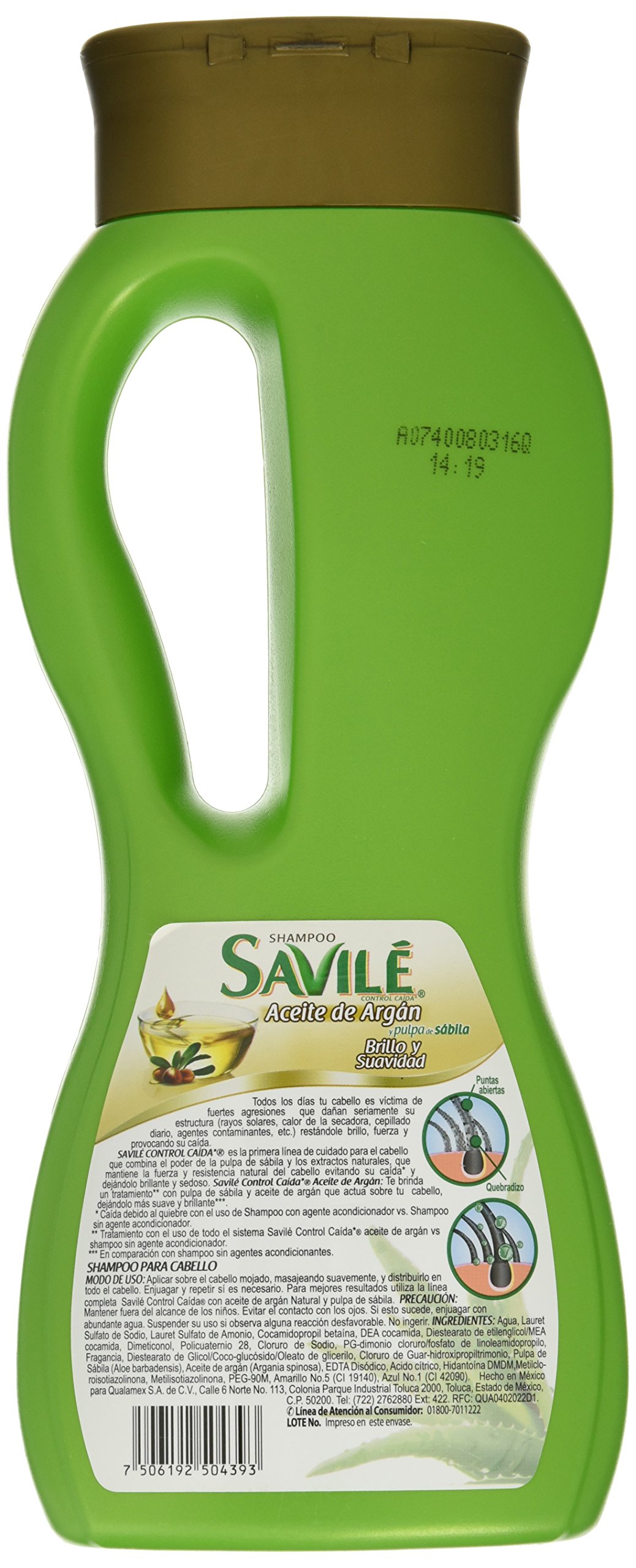Savile Shampoo with Aloe Pulp & Argan Oil/Shampoo Con Pulpa De Sabila Y Aceite De Argan